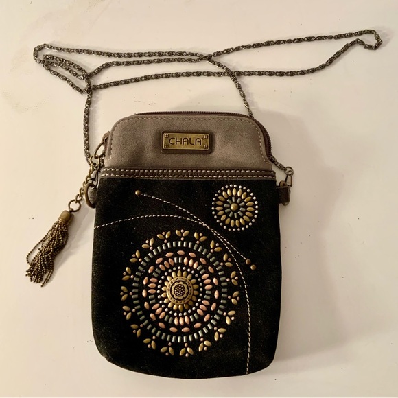 Chala | Bags | Chala Crossbody Bag Black And Gray With Mandala Design ...